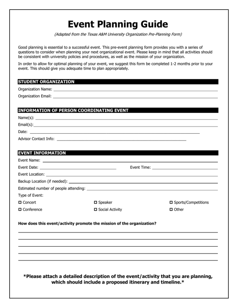 Event Planning Guide Event Planning Guide