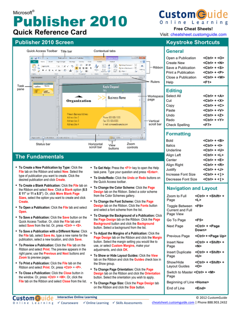 Publisher 2010 Quick Reference Card