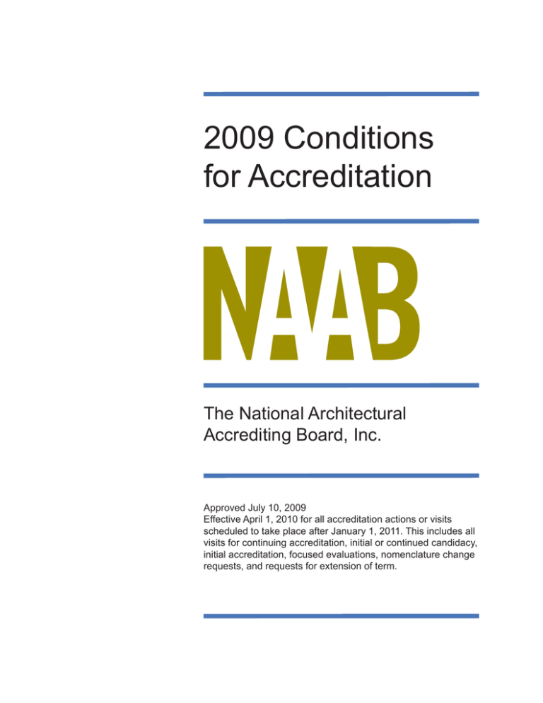 2009 Conditions for Accreditation The National Architectural ...