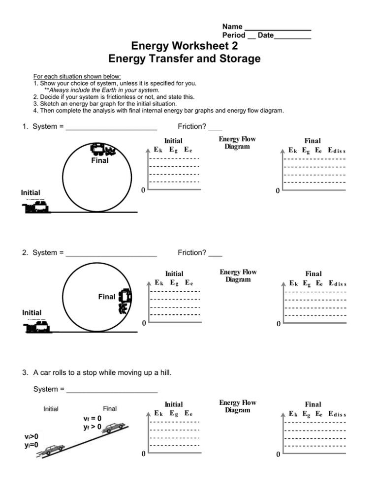Energy Worksheet 2 Energy Transfer And Storage Name Energy Worksheet 2 Energy Transfer And Storage Name