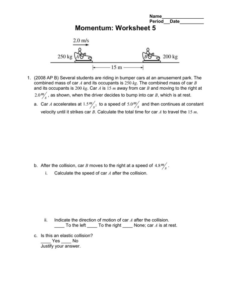 Momentum Worksheet Collision Problems Solutions Momentum Worksheet Collision Problems Solutions