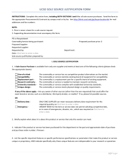 Sole Single Source Purchases And Justification Form