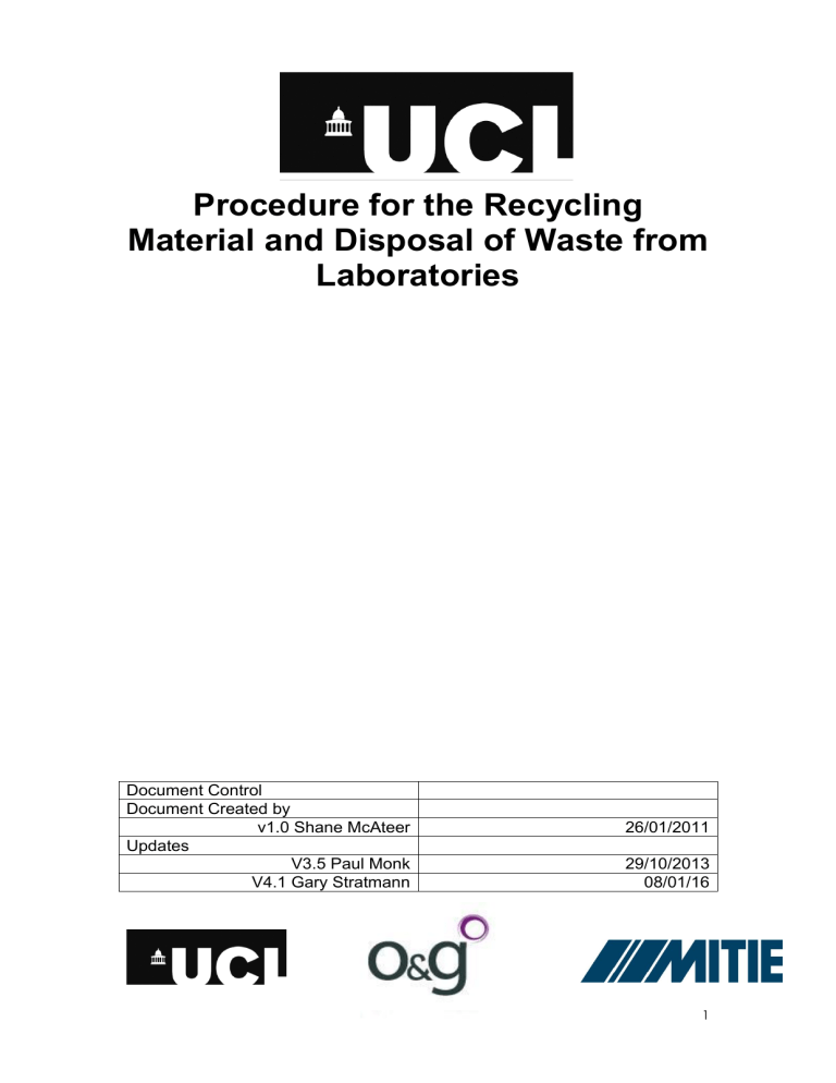 Procedure for the Recycling Material and Disposal of Waste from ...