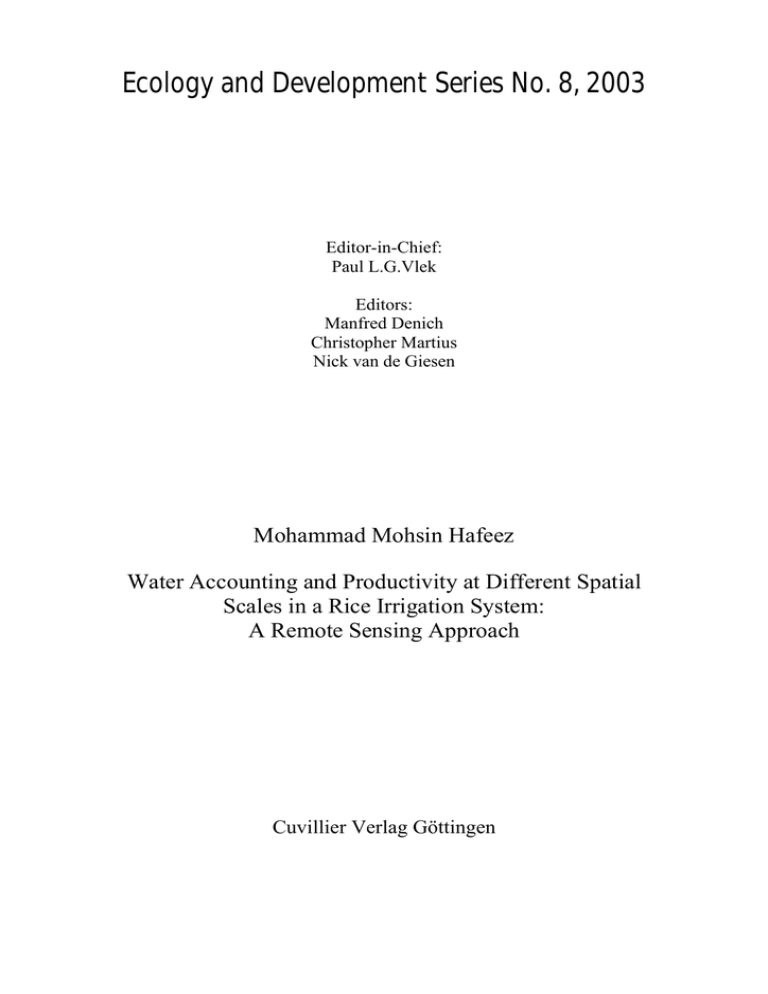 Ecology And Development Series No 8 2003 Ecology And Development Series No 8 2003