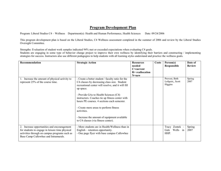 Program Development Plan