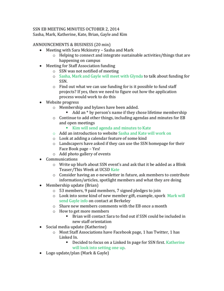 SSN EB MEETING MINUTES OCTOBER 2 2014