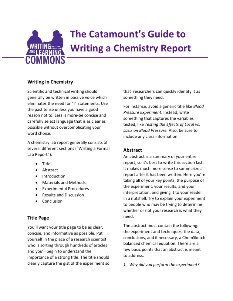Chemistry Report Writing Guide