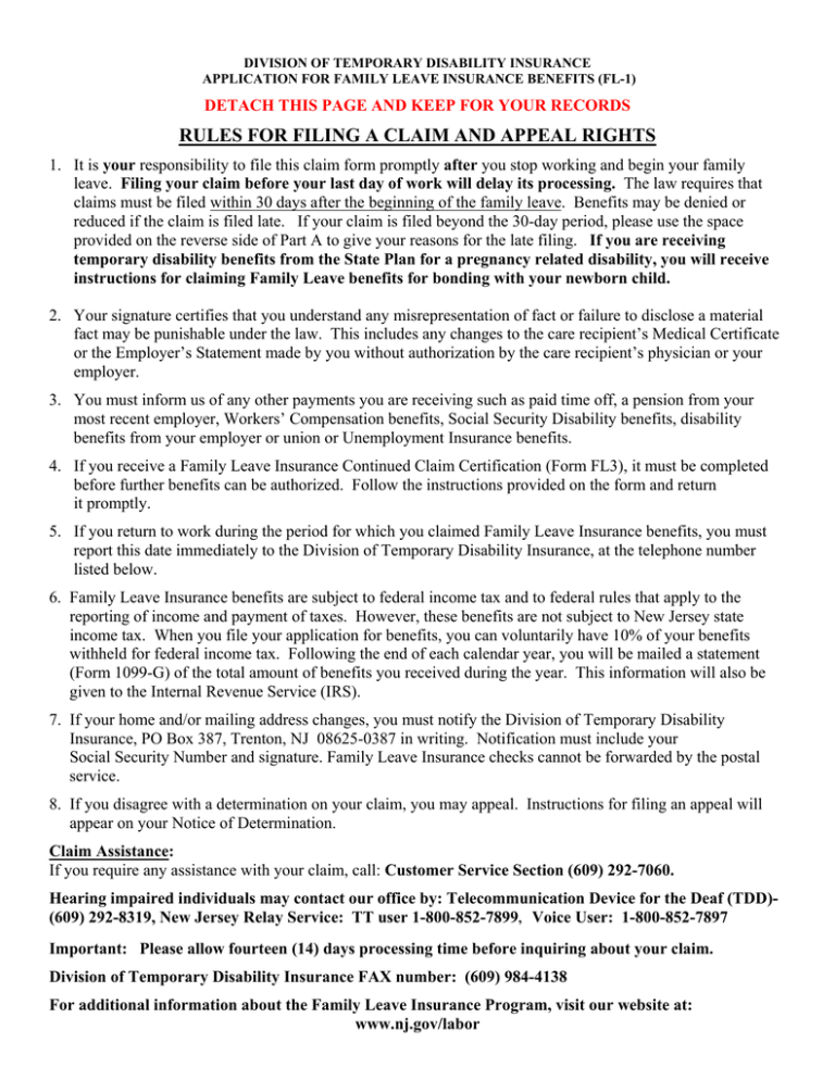 RULES FOR FILING A CLAIM AND APPEAL RIGHTS