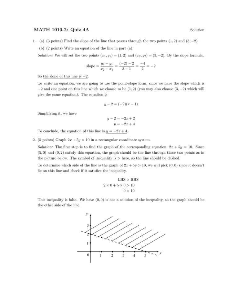 MATH 1010 2 Quiz 4A MATH 1010 2 Quiz 4A