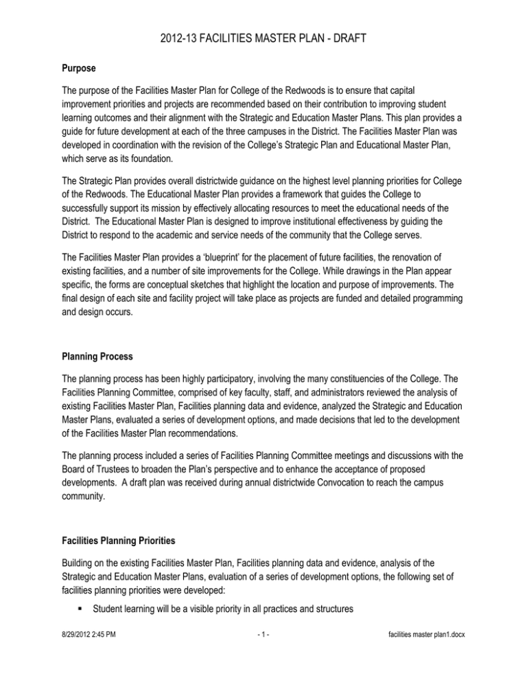 2012-13 FACILITIES MASTER PLAN - DRAFT