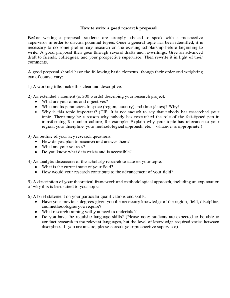 How To Write A Good Research Proposal