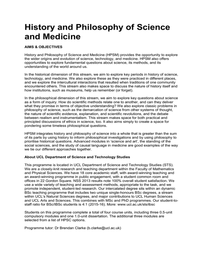 History And Philosophy Of Science And Medicine