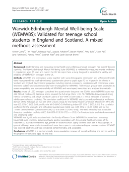 Warwick-Edinburgh Mental Well-being Scale (WEMWBS) User guide – Version ...