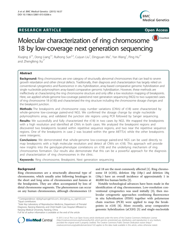 Molecular characterization of ring chromosome 18 by low-coverage next ...