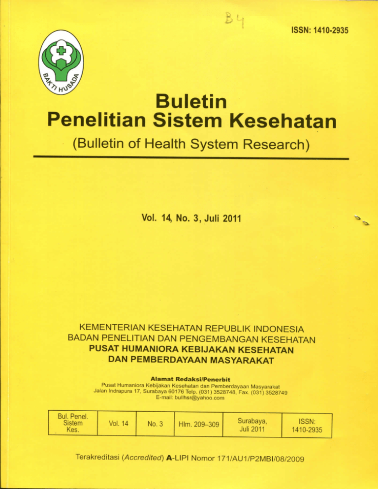 Buletin Penelitian Sistem Kesehatan (Bulletin of Health System Research ...