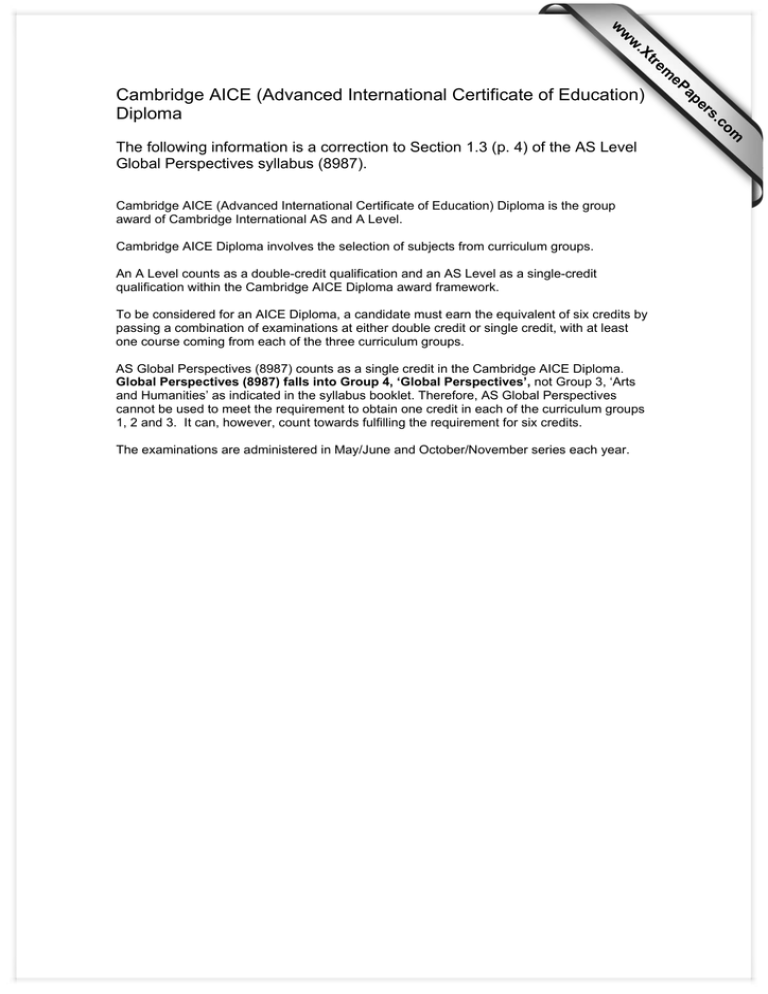 Cambridge AICE Advanced International Certificate Of Education Diploma Cambridge AICE Advanced International Certificate Of Education Diploma