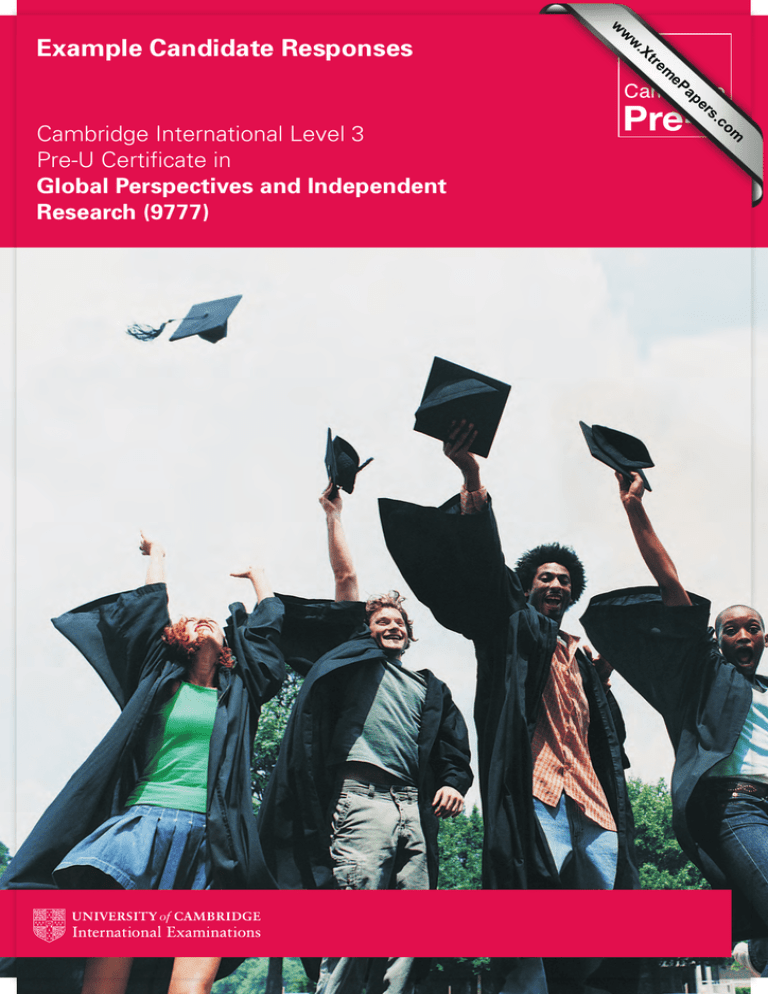 Example Candidate Responses Cambridge International Level 3 Pre-U ...