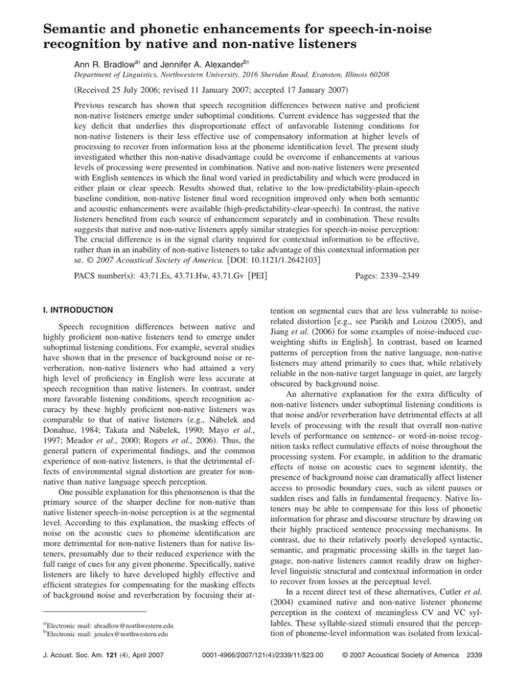 Semantic and phonetic enhancements for speech-in-noise
