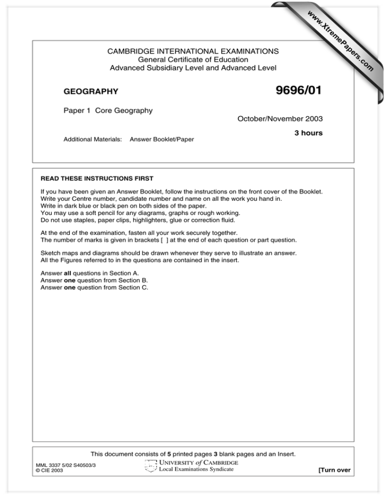 CAMBRIDGE INTERNATIONAL EXAMINATIONS General Certificate Of Education CAMBRIDGE INTERNATIONAL EXAMINATIONS General Certificate Of Education