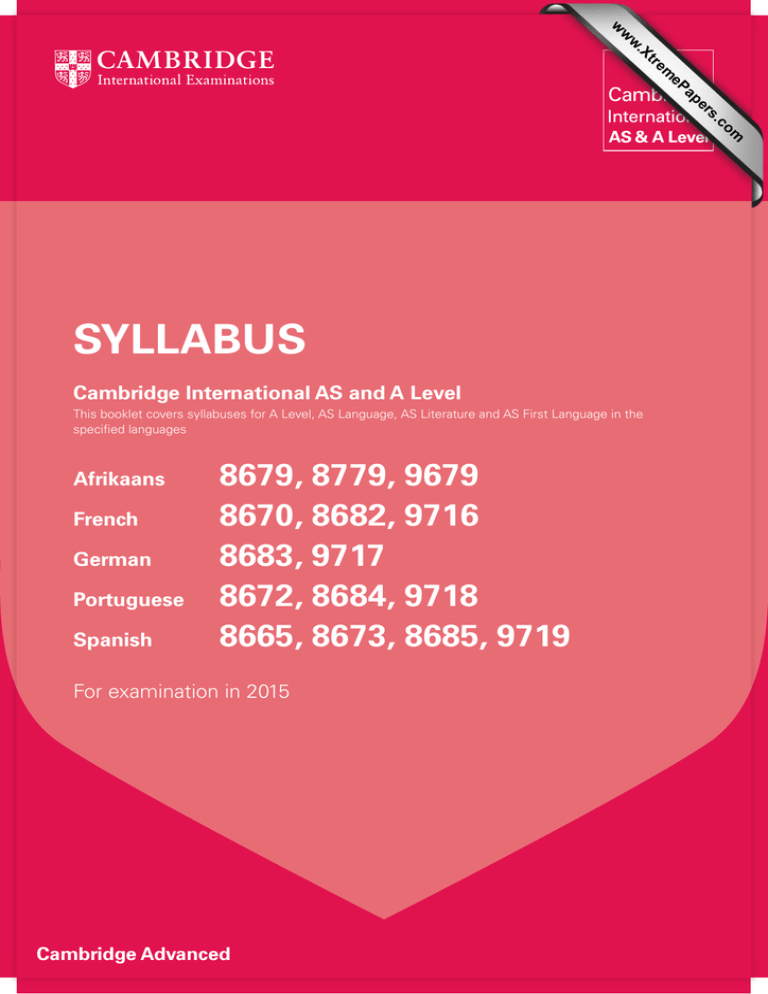 SYLLABUS Cambridge International AS And A Level