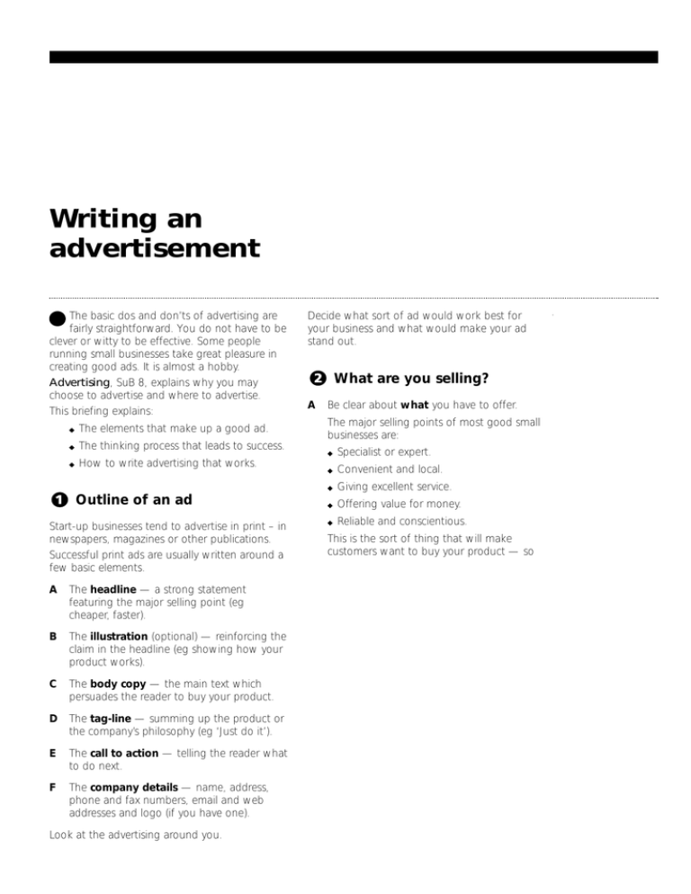 Writing An Advertisement
