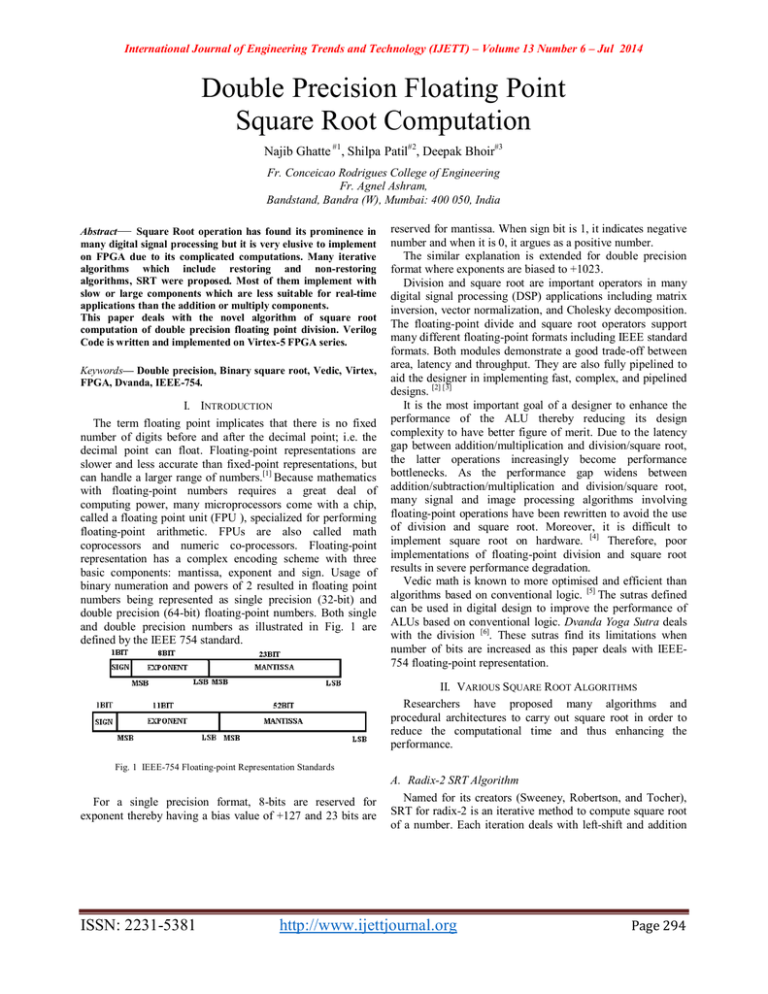 Double Precision Floating Point Square Root Computation Najib Ghatte