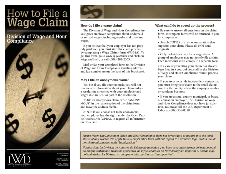 How Do I File A Wage Claim 