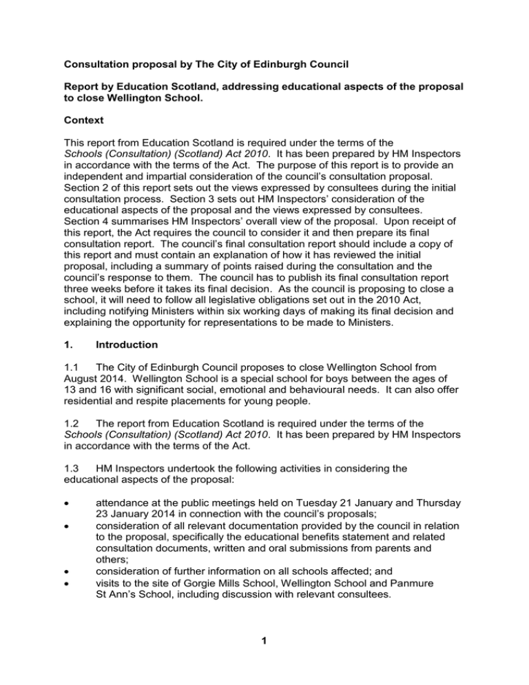 Consultation proposal by The City of Edinburgh Council