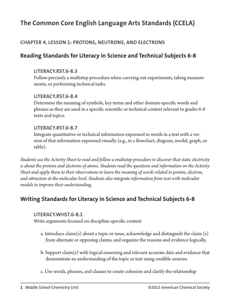 The Common Core English Language Arts Standards CCELA 