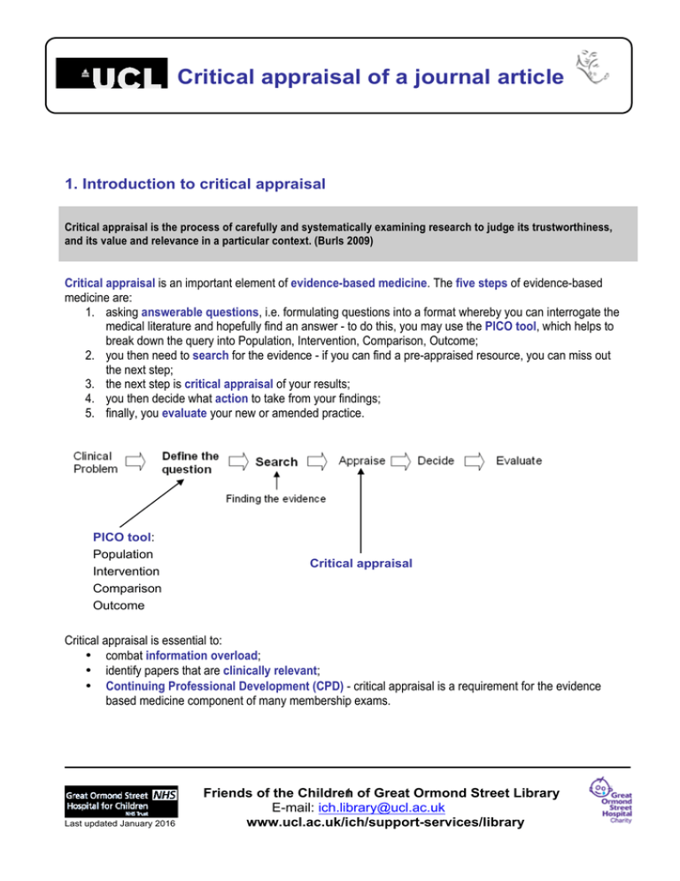 Critical Appraisal Of Journal Articles A Guide Critical Appraisal Of Journal Articles A Guide