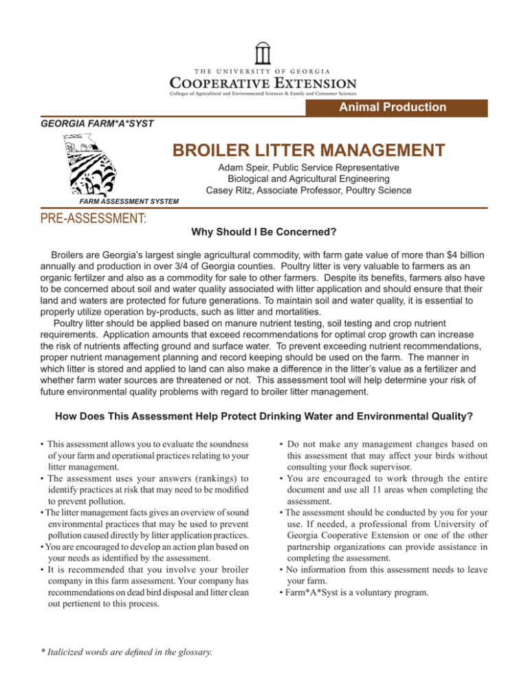 BROILER LITTER MANAGEMENT Animal Production