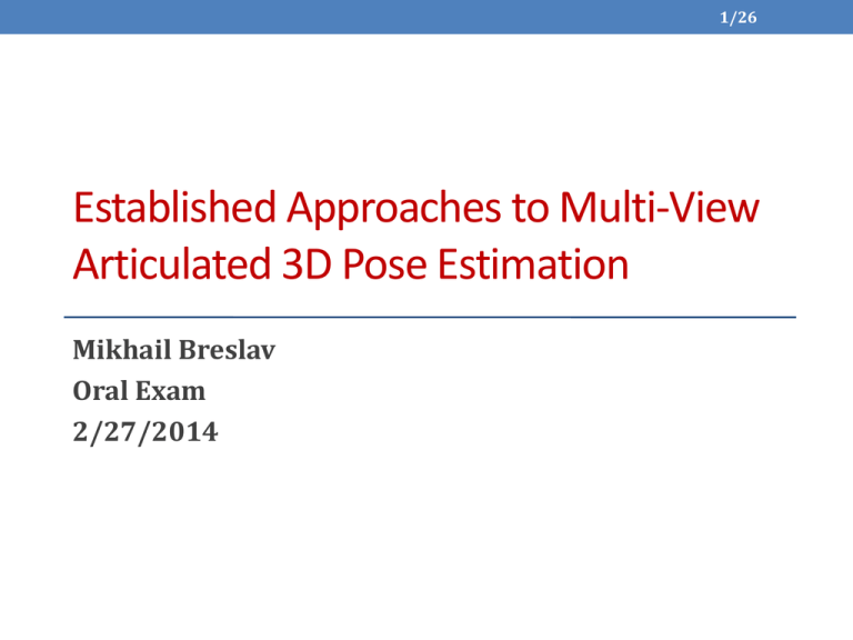Established Approaches To Multi View Articulated 3D Pose Estimation established-approaches-to-multi-view-articulated-3d-pose-estimation