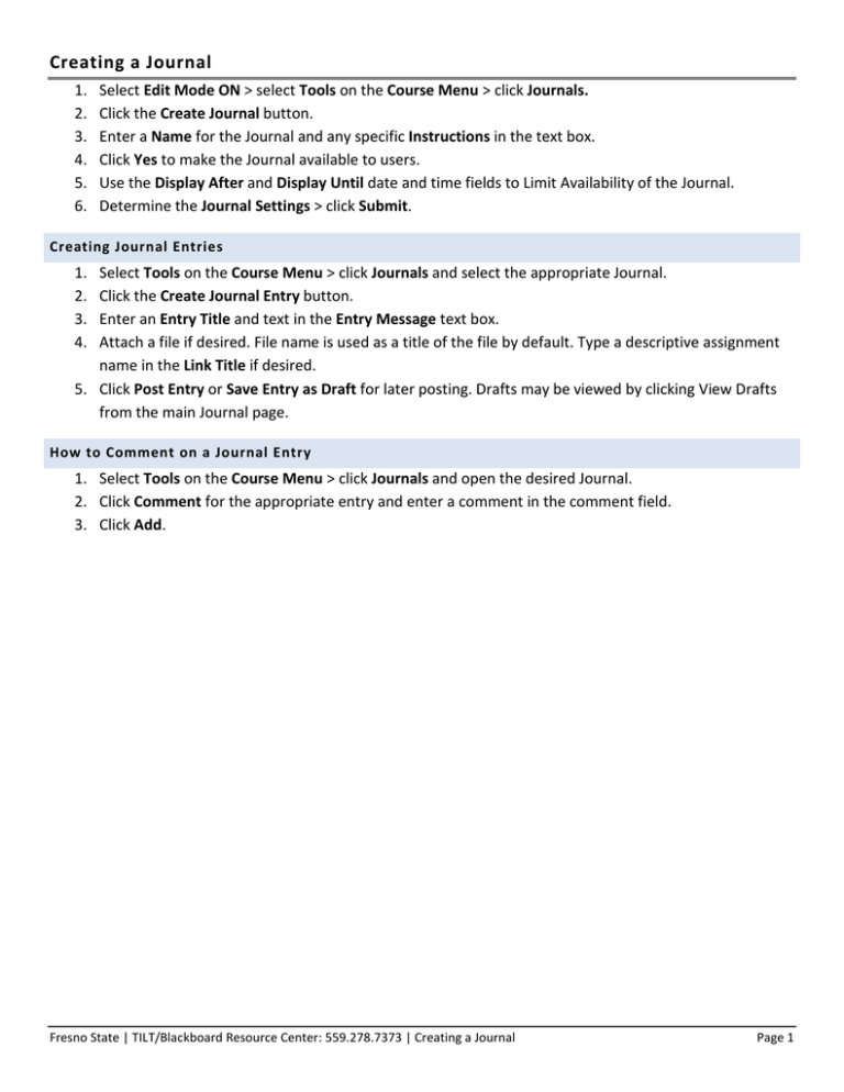 Creating A Journal