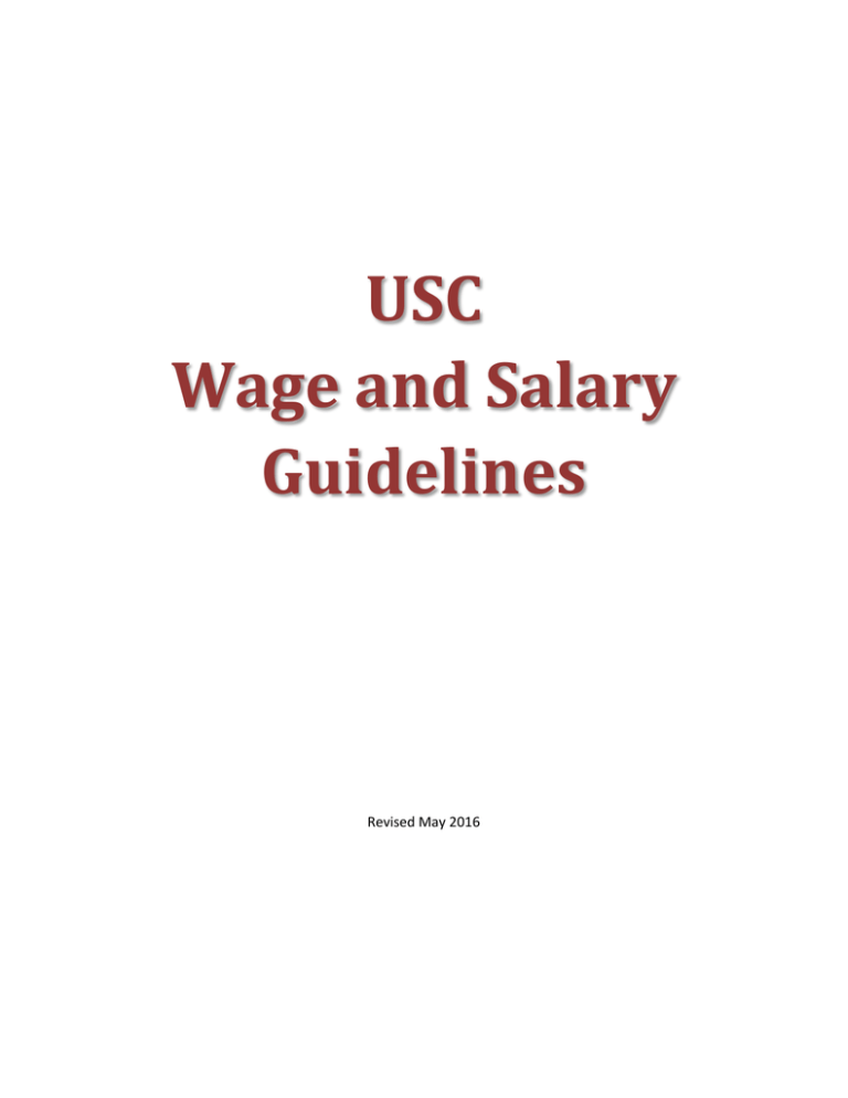 USC Wage And Salary Guidelines USC Wage And Salary Guidelines