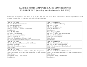 SAMPLE ROAD MAP FOR CREDENTIAL PROGRAM IN MATHEMATICS