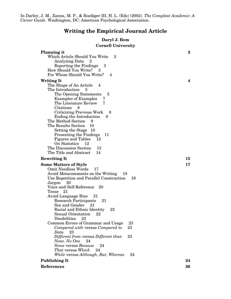 Writing The Empirical Journal Article