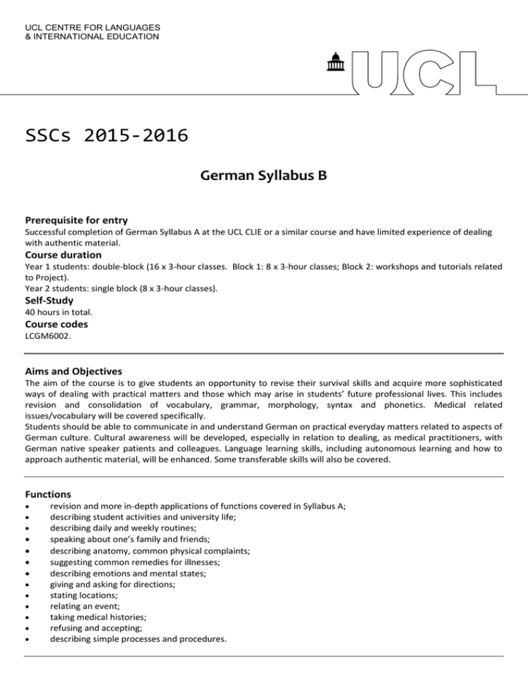 SSCs 2015 2016 German Syllabus B Prerequisite For Entry SSCs 2015 2016 German Syllabus B Prerequisite For Entry