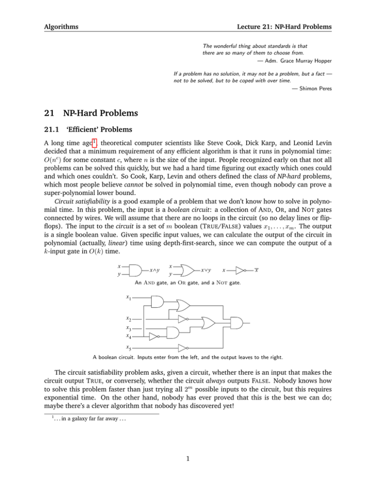 Algorithms Lecture 21 NP Hard Problems Algorithms Lecture 21 NP Hard Problems