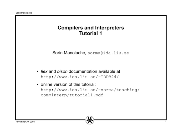 Compilers And Interpreters Tutorial 1