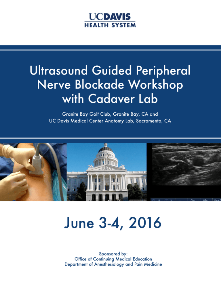 June 3-4, 2016 Ultrasound Guided Peripheral Nerve Blockade Workshop ...