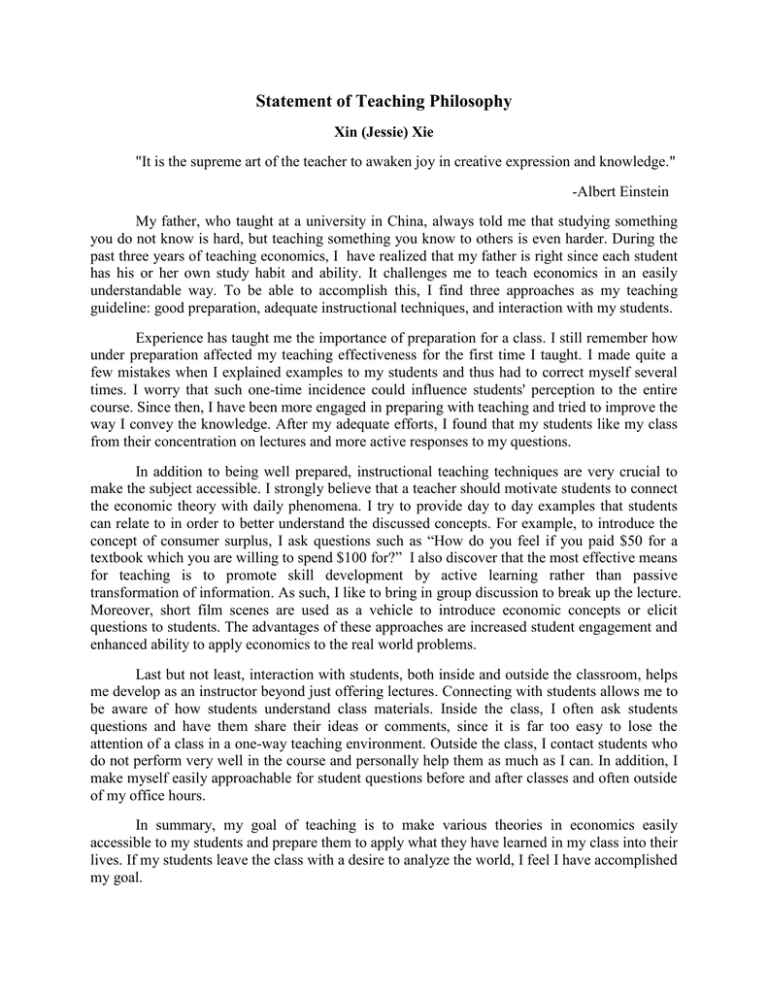 Statement Of Teaching Philosophy