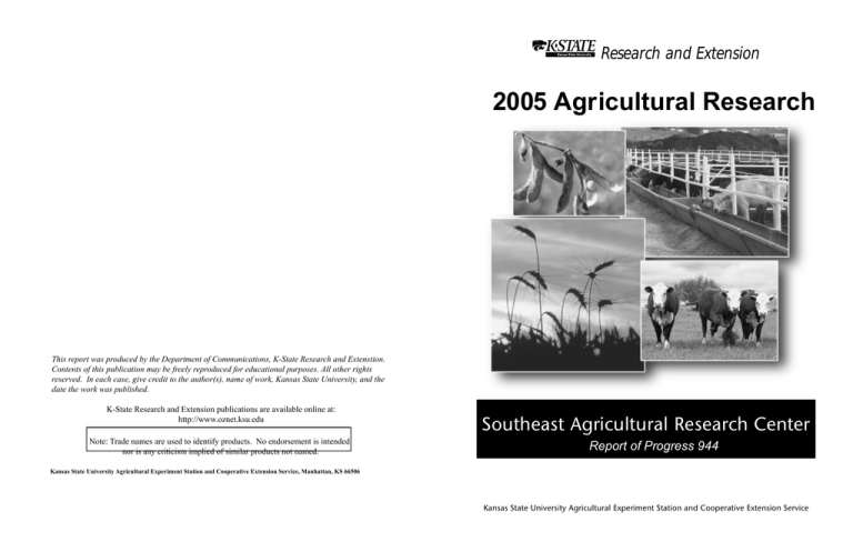 2005 Agricultural Research Research and Extension