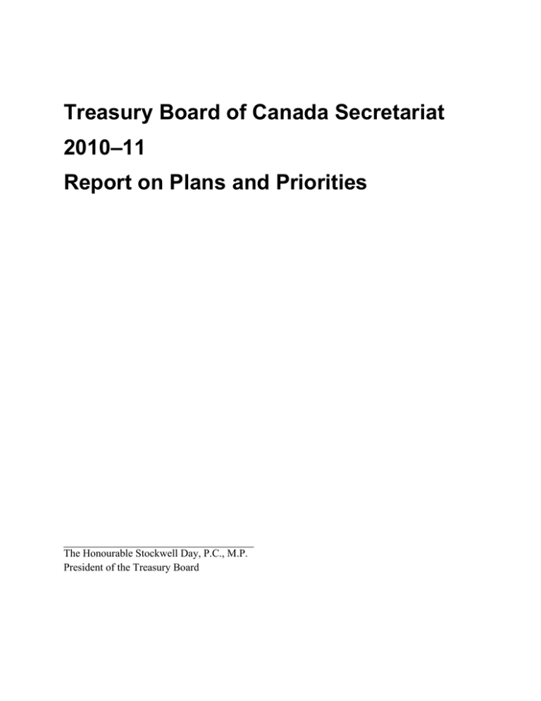 Treasury Board of Canada Secretariat 2010–11 Report on Plans and Priorities