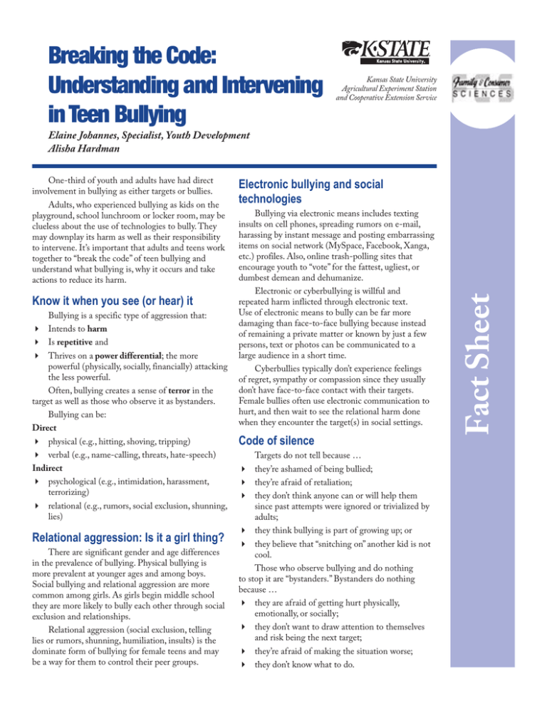 Breaking the Code: Understanding and Intervening in Teen Bullying ...