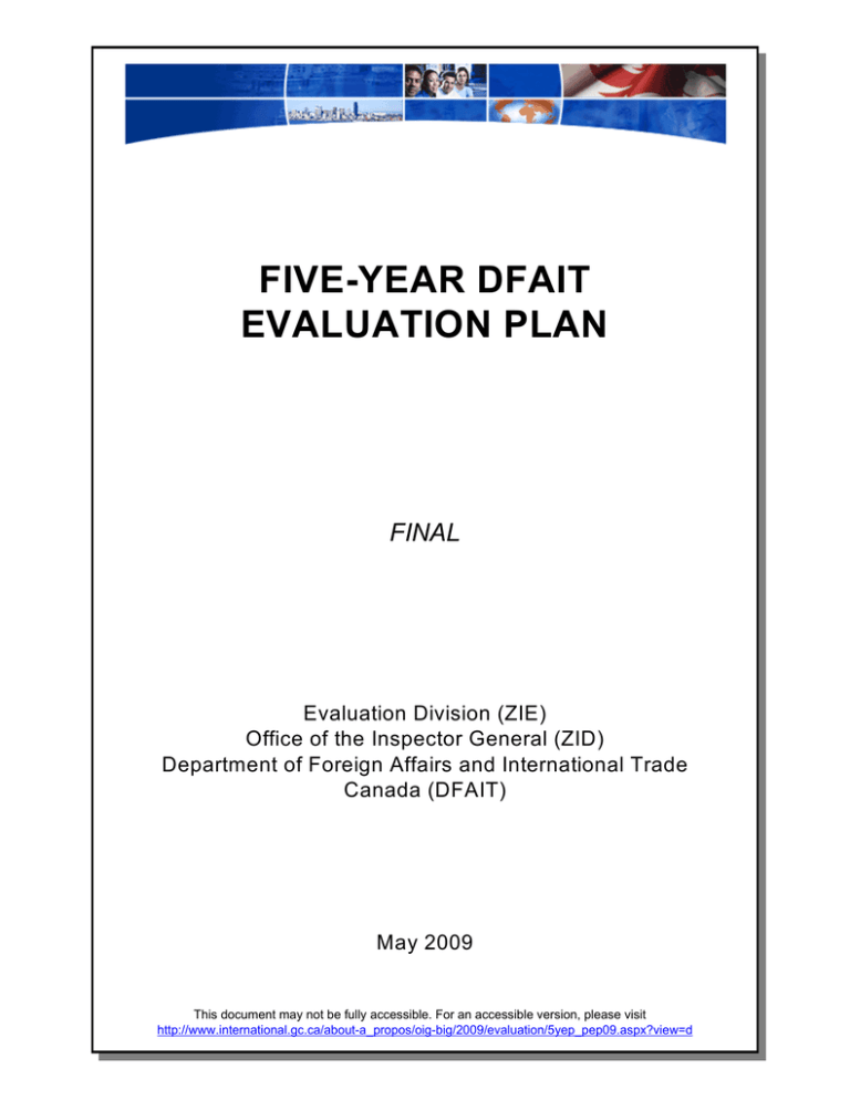 FIVE-YEAR DFAIT EVALUATION PLAN FINAL