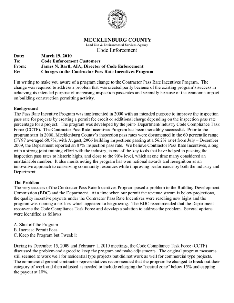 MECKLENBURG COUNTY Code Enforcement MECKLENBURG COUNTY Code Enforcement