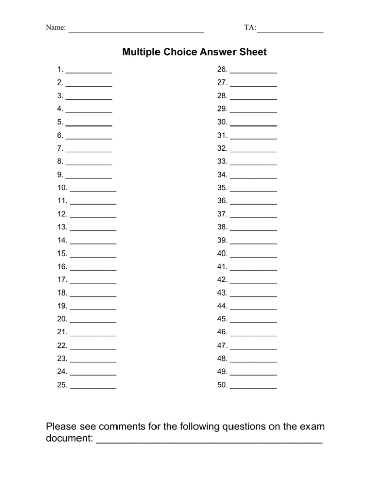 Multiple Choice Answer Sheet Template Gratis Vrogue co Multiple Choice Answer Sheet Template Gratis Vrogue co