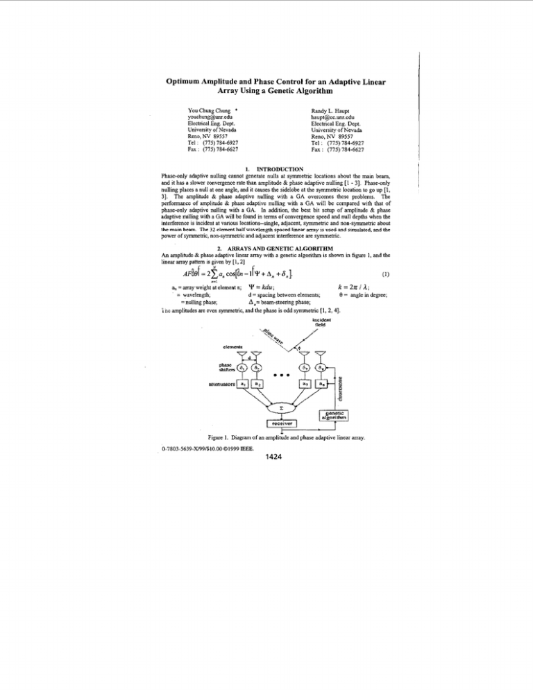 Optimum Amplitude And Phase Control For An Adaptive Linear Optimum Amplitude And Phase Control For An Adaptive Linear