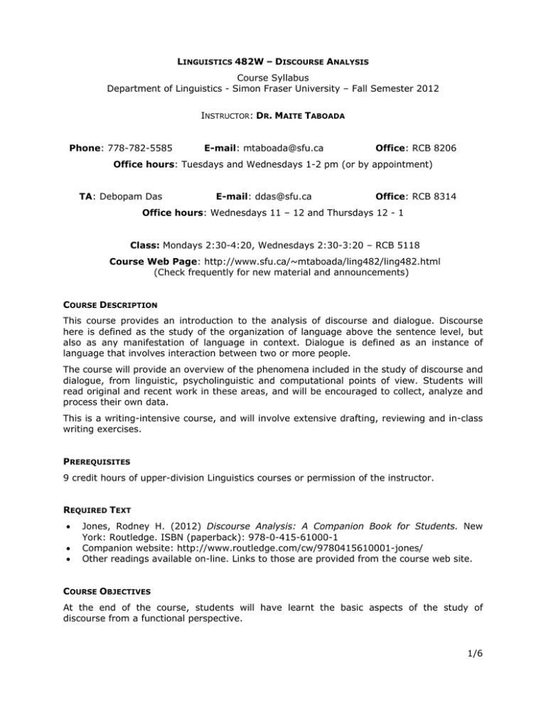 Course Syllabus I Course Syllabus I