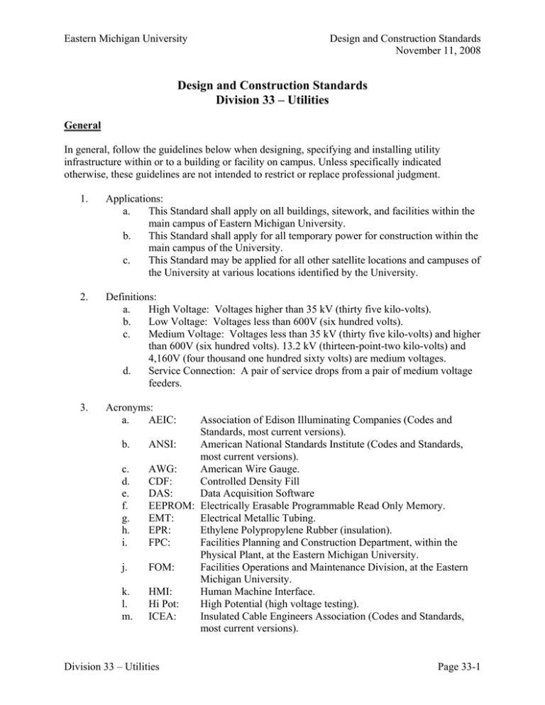 Design and Construction Standards Division 33 – Utilities